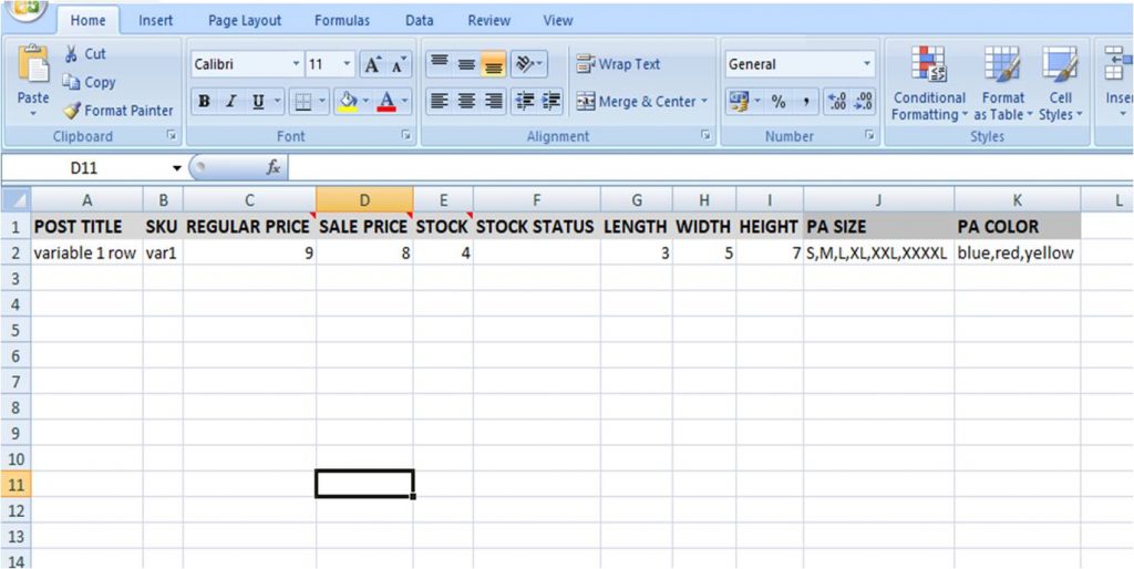 How to Import Variable Product in WooCommerce with 1 Excel Row? - WPFactory